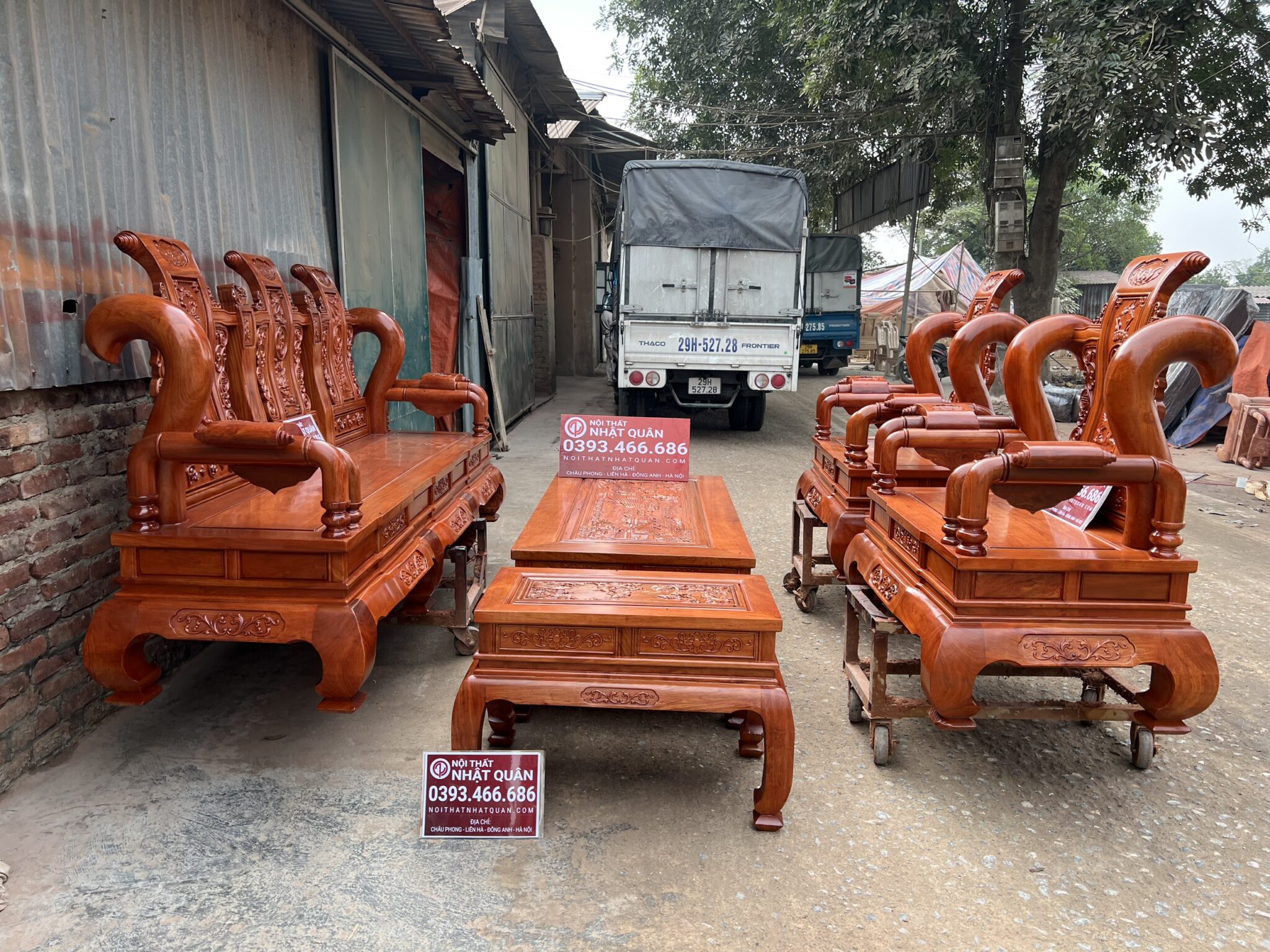 Bộ bàn ghế Tần Thủy Hoàng VIP chân 14 cột 12 siêu cong